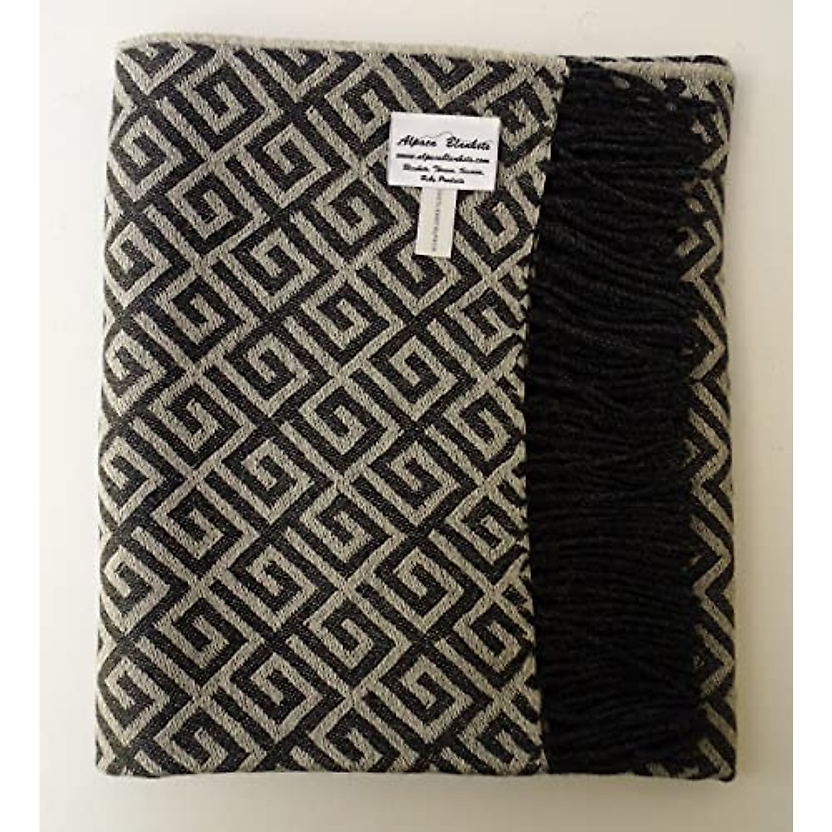 100% Baby Alpaca Geometric Maze Throw Blanket