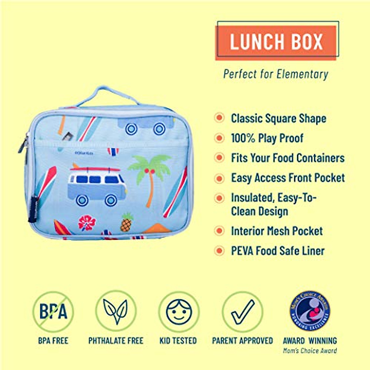 Wildkin 12 Inch Backpack Bundle with Insulated Lunch Box Bag (Surf Shack)