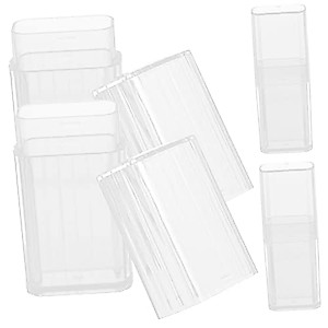 ADOCARN 4pcs Lid Organizer Swab Storage Plastic Apothecary Swabs Holder Ball Jar Bathroom Case Canisters Portable Clear Container Dispenser Cleaning with Toothpick Floss