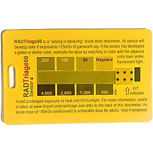 RADTriage Model50 Radiation Dosimeter & Self-indicating Instant Radiation Alert Dosimeters Practically Non-Destructible, Tamper Resistant, Tamper Evident Highly Reliable & Robust Emergency Dosimeter