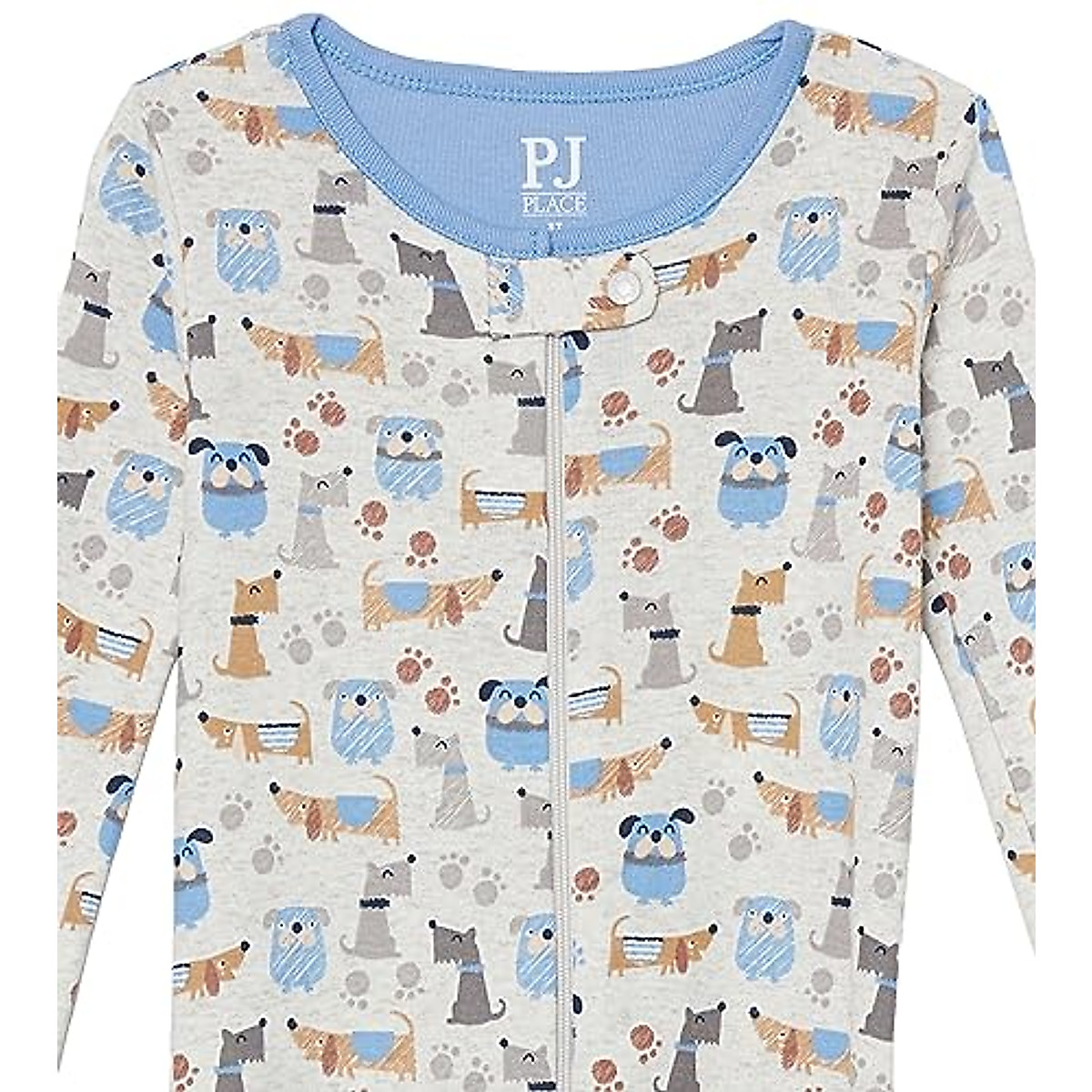 The Children's Place,and Toddler Snug Fit 100% Cotton Zip-Front One Piece Footed Pajamas 2-Pack,DOGS_HT LUNAR | GRIPPER DOT_PUFF DTM PRINT | JOHNSON PLAID_FEDERAL BLUE | LT BLUE OXFORD,2T
