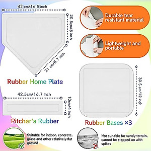 Hiboom 11 Pcs Kickball Set with Bases Playground Ball Dodgeball Set 6 Bouncing Kickballs with Ball Pump and 5 Rubber Baseball Bases for Outdoor Camps Picnic Schoolyard Games (Rainbow, 8.5 Inch)