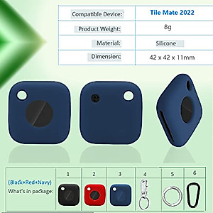 SKZIRI for Tile Mate 2022 Case Cover Skin with Keychain Anti-Scratch Lightweight Soft Protective Sleeve Skin Cover (Black-Navy-Red)