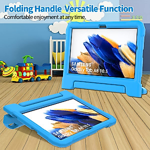 RTOBX Kids Case for Samsung Galaxy Tab A8 10.5 Inch 2022, Galaxy Tab A8 Case with Screen Protector, Shockproof Handle Stand Case for Samsung Galaxy Tab A8 10.5” 2022 (SM-X200/SM-X205/SM-X207), Blue