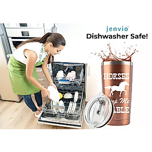 JENVIO Horse Gifts For Women | Horses Keep Me Stable | 20 oz Stainless Steel Wine/Coffee Tumbler w Lid Straws and Gift Box | Unique Mug For Girls, Mom, Birthday, Lovers, Valentine's Day Gift