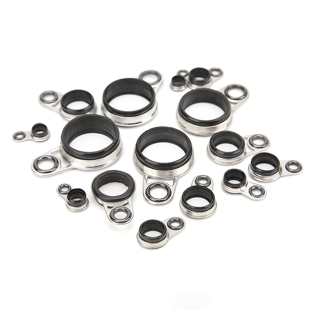 SPYMINNPOO 49 in 1 Set Fishing Rod Guides Repair Kit, Universal Rock Casting Tackle Fishing Rod Guides Eyes Line Rings Top Tips Repair Eye Loop Kit Fishing Supplies