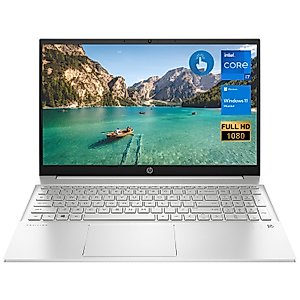 HP Pavilion Laptop, 15.6" FHD Touchscreen, Intel Core i7-1255U, 64GB RAM, 2TB SSD, Webcam, HDMI, Wi-Fi 6, Backlit KB, Fingerprint Reader, Windows 11 Home, Silver