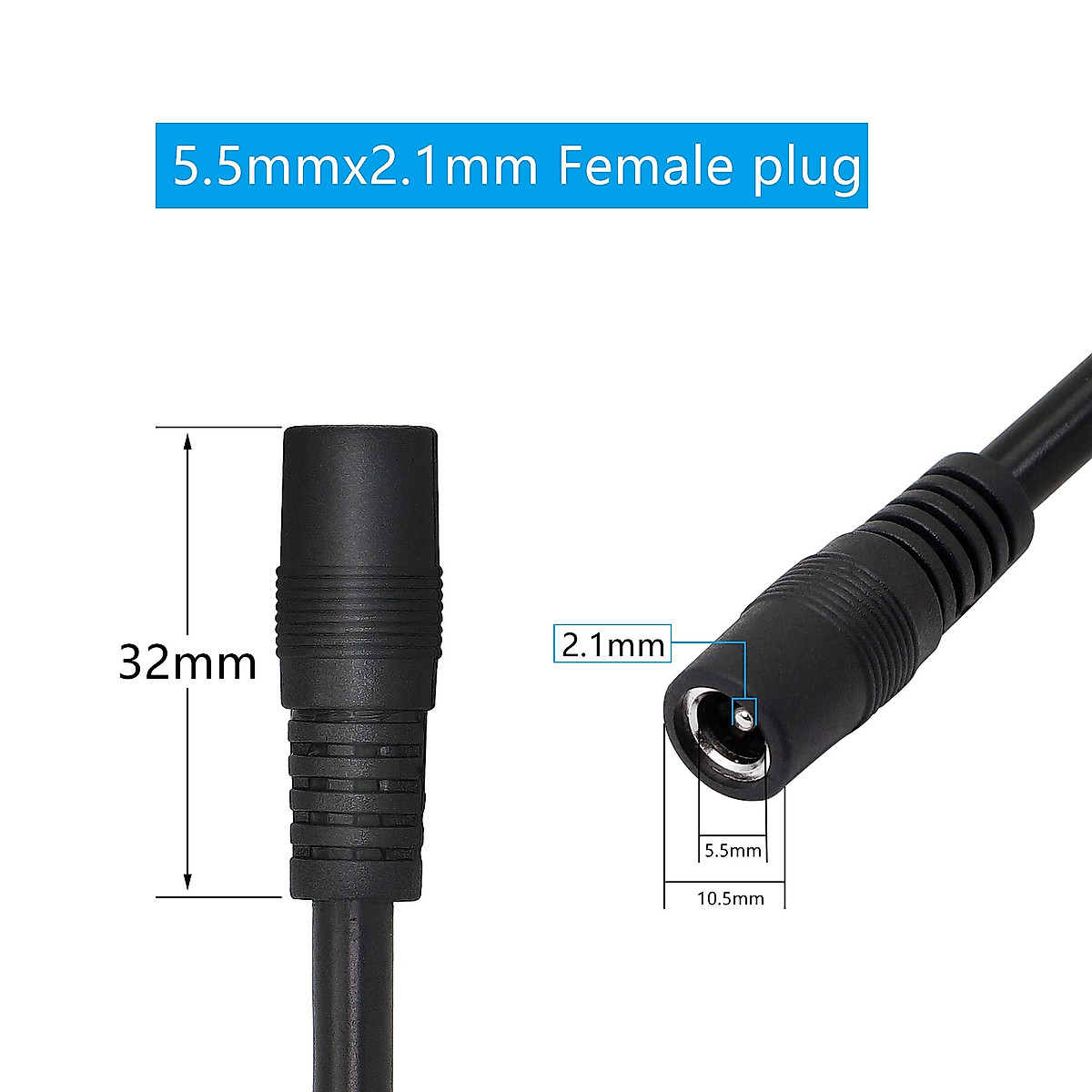 GINTOOYUN DC Power Extension Cable，DC 5.5mm x 2.1mm Male to Female Power Adapter Cable，3FT 18AWG Heavy Duty Cord for 12V CCTV Wireless IP Camera,LED,Car,More.-2PCS