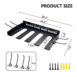 Ecqizer Electric Drill Storage Rack, Holds 4 Drills, power tool organizer wall mount for Workshop, Warehouse, Garage, Home (Drill Rack with 4PCS Hook), Black