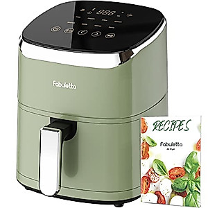 Air Fryer, Fabuletta 9 Customizable Smart Cooking Programs Compact 4QT Air Fryers, Shake Reminder, 450°F Digital Airfryer,Tempered Glass Display, Dishwasher-Safe & Nonstick, Fit for 2-4 People