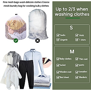 2 Packs Laundry Mesh Bags, Drawstring Net Laundry Bag for Washing Machine, Mesh Wash Bags Laundry Bags, Heavy Duty Dirty Clothes Washing Machine Bag, Travel Washing Bag for Cloths Blouse, Underwear