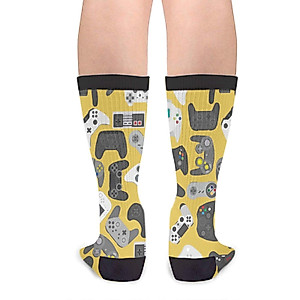 Yaateeh Video Game Gamer Controller Crew Socks Mid Calf Dress Socks Casual Long Tube Socks For Men Women Boy Girl