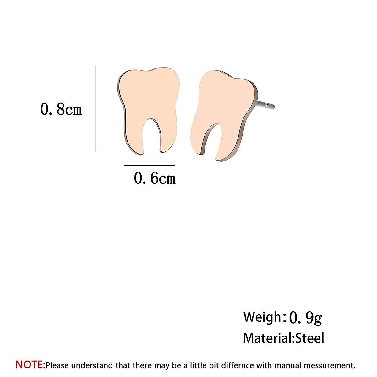 coadipress 2 Pairs Dental Tooth Stud Earrings Set for Women Creative Cute Stainless Steel Gold Silver Plated High Polished Studs Jewelry Gift Dentist Doctor Nurse (Gold Silver Teeth Earrings)