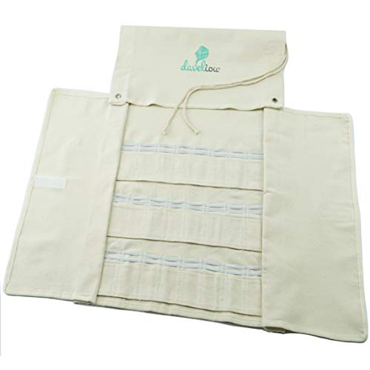 Daveliou Paint Organizer with 24 Slots, Roll Up and Tie Closed for Storage or Travel, Premium Canvas Paint Organizers and Storage for 0.41 fl oz (12mL) Oil and Acrylic Paint Tubes