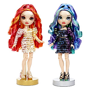 Rainbow High Special Edition Twin (2-Pack) Laurel & Holly De'Vious Fashion Dolls, Multicolor Designer Metallic Outfits, Gift for Kids and Collectors, Toys for Kids Ages 6 7 8+ to 12 Years Old