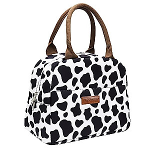 Aiphamy Insulated Lunch Bag Reusable Lunch Box Lunch Cooler Tote Bag for Women Men Adults Work Picnic (Cow Print)