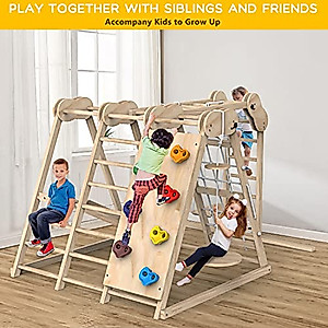 Climbing Toys for Toddlers, Jungle Gym, Montessori Playground Sets, Multifunction Toddler Climbing Toys, Indoor Kids Playground with Slides, Climbing/Net, Monkey Bars, Rope Ladders and Swings