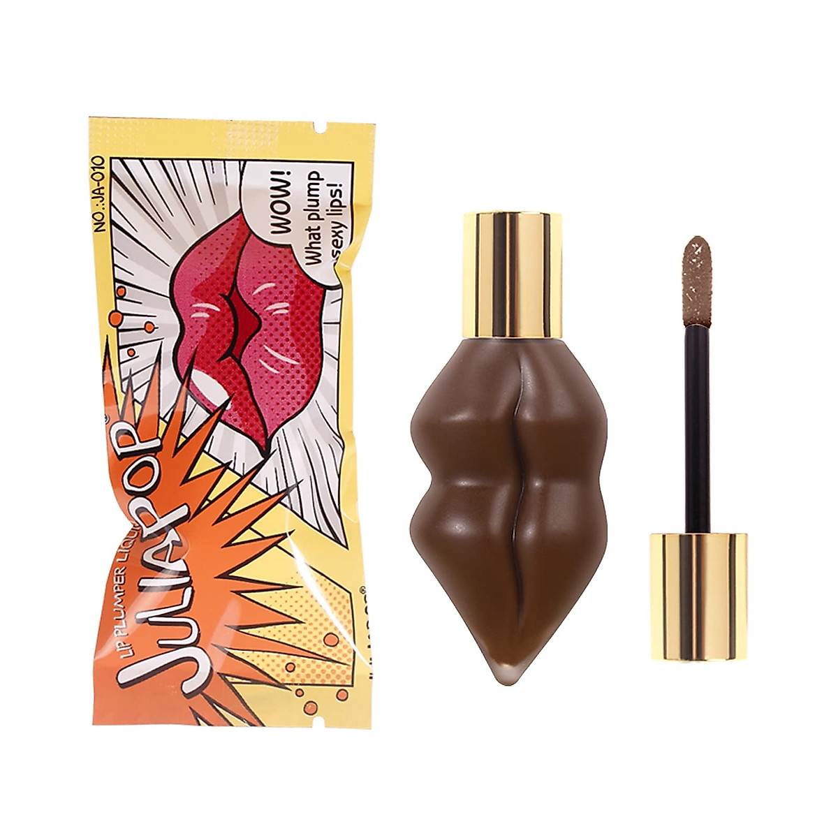 MIESCHER Lip Plumper Gloss Moisturize Hydrating Liquid Lipstick Smooth Wet n Wild Jelly Lip gloss Stick Honey Shine Lip Sexy Red Plumping Lip Best Clear Lip Plumper Balm Liquid Party Disco (Coffee)