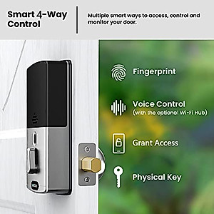 Lockly Flex Touch, Bluetooth Smart Door Lock, Keyless Entry Door Lock, 3D Biometric Fingerprint Deadbolt, Auto Lock, Monitoring Alert (Satin Nickel)