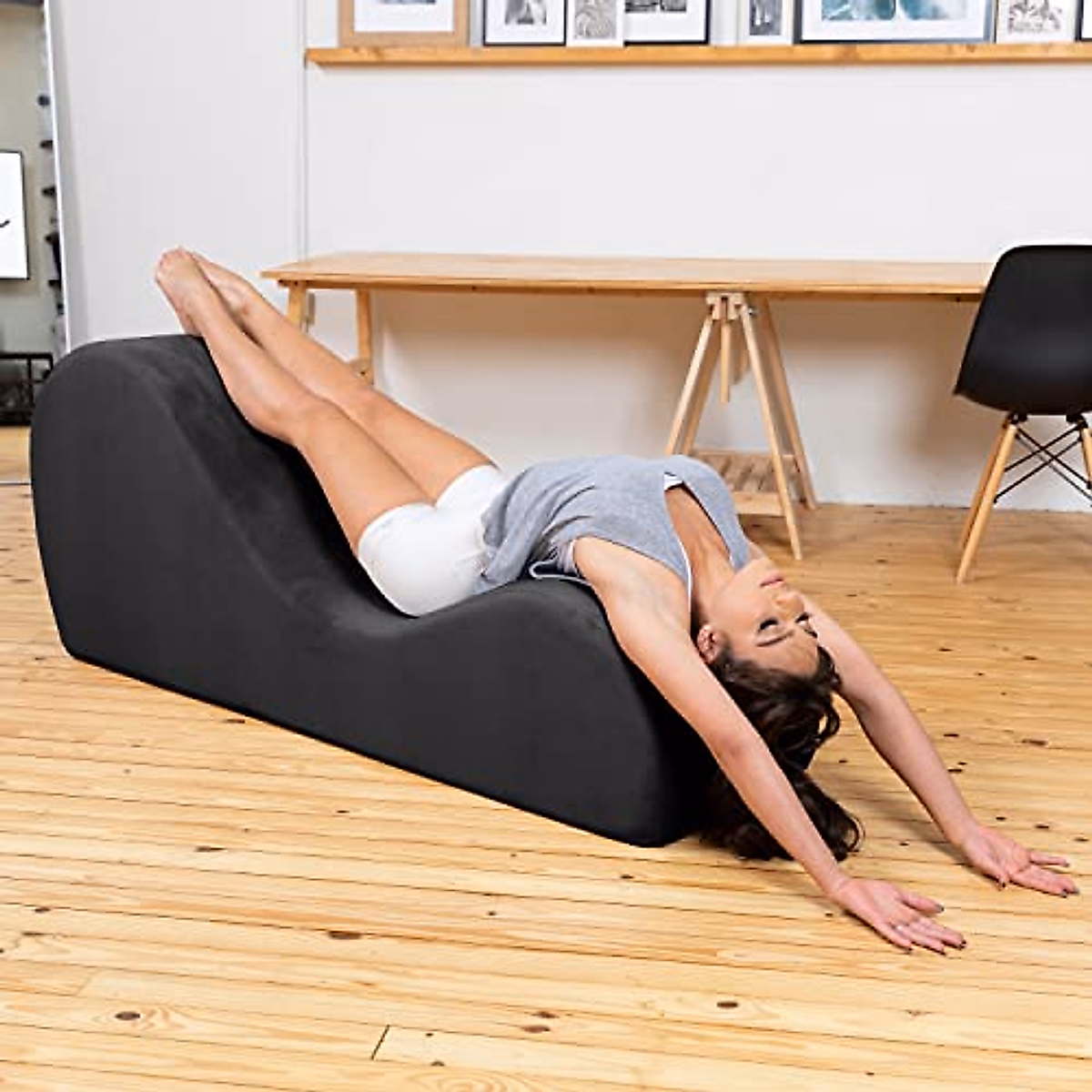 Avana Sleek Chaise Lounge for Yoga-Made in The USA-for Stretching, Relaxation, Exercise & More, 60D x 18W x 26H Inch, Black