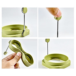 A-XINTONG 5PCS Food-Grade Silicone Egg Ring, Non-Stick Egg Cooking Ring, Fried Egg Mold, Pancake Ring, 2-in-1 Square and Round Egg Ring for Frying Eggs