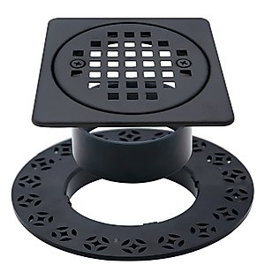 4 Inch Drain Grate Kit Compatible with Schluter Kerdi-Drain Flange Square Shower Floor Drain SS304 Stainless Steel and ABS Material - CUPC Certification, Matte Black