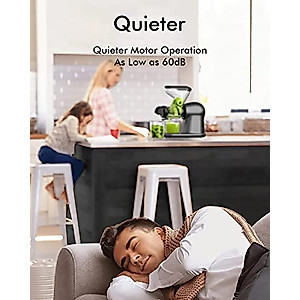 SiFENE Slow Masticating Juicer Machine, 3” Wide Dual Chute Cold Press Juicer with Anti-Clog Function, Ideal for Celery, Wheatgrass, Fruit and Vegetable Juice Extractor, BPA-Free, Easy to Clean