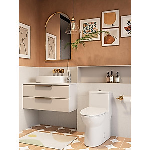 DeerValley Symmetry One Piece Toilet, Dual Flush 1.1/1.6 GPF Elongated Standard Toilet for Bathroom, Toilets with Comfortable Seat Height (Seat Included) (White)