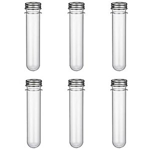 45ml Clear Plastic Test Tubes, 25x140mm Tube for Sample, for Scientific Experiments, Party, Decorate The House, Candy Storage, 6 Pcs.