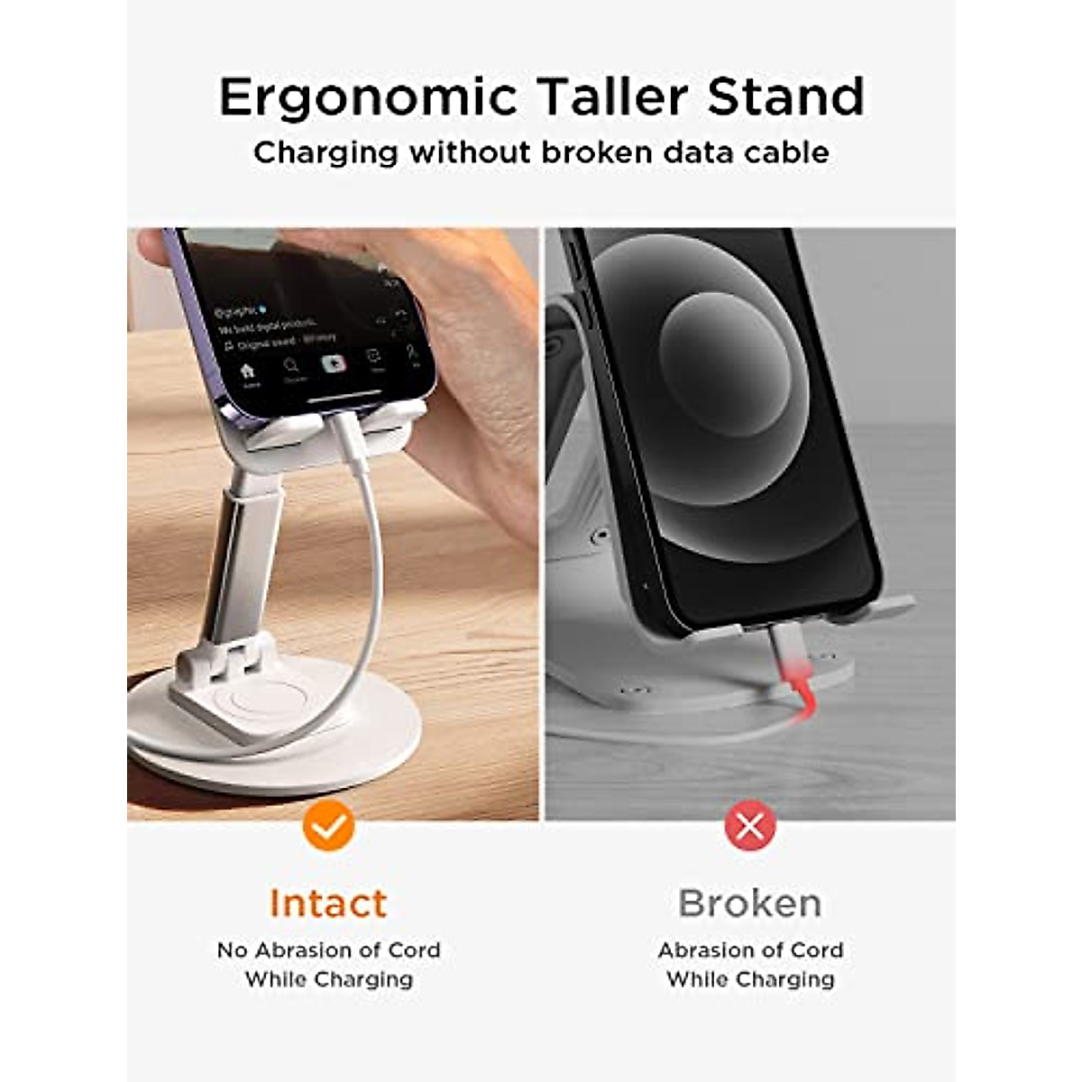 LISEN 360 Degree Rotation Cell Phone Stand Holder for Desk, Foldable, Adjustable, Ergonomic, Portable, Pocket Friendly, Slim Profile, Compatible with iPhone 14, iPad Tablet 4-10"