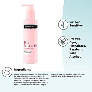 Neutrogena Skin Balancing Milky Cleanser with 2% Polyhydroxy Acid (PHA), Soothing & Moisturizing Face Wash for Dry & Sensitive Skin, Paraben-Free, Soap-Free, Sulfate-Free, 6.3 oz