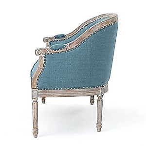 Christopher Knight Home Faye Classical Fabric Tufted Loveseat, Blue / Antique