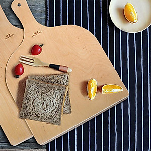 G.a HOMEFAVOR Premium Natural Wood Pizza Peel 12 inch, Large Pizza Paddle Spatula, Cutting Board for Baking Homemade Pizza and Bread - Set of 2
