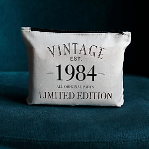 40th Birthday Gifts for Women, 40th Birthday Decorations Present - 40 Year Old Birthday Gift Ideas for Wife, Sister, Friends, Coworker, Aunt 1984 All Original Parts Limited Edition Makeup Bag