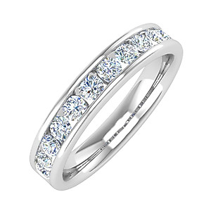 0.60 Carat Channel Set Diamond Wedding Band Ring in 14K White Gold (Ring Size 6.25)