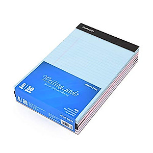 Mintra Office Legal Pads - ((BASIC PASTEL 6pk, 5in X 8in, NARROW RULED)) - 50 Sheets per Notepad, Micro perforated Writing Pad, Notebook Paper for School, College, Office, Professional