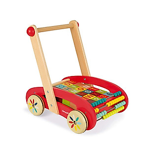 Janod Wooden ABC Buggy Cart with 30 Blocks - Ages 1+ - J05379