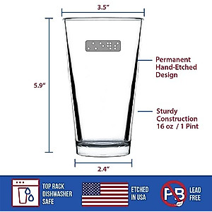 Braille Cheers Pint Glass for Beer - Fun Braille Gifts for Braille Teachers and Visually Impaired or Blind Braille Readers - 16 Oz Glasses