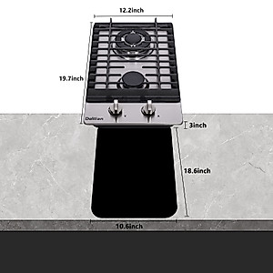 12 Inch Gas Cooktop, Built-in Stainless Steel 2 Burners Gas Stovetop LPG/NG Convertible Gas Stove Dual Fuel Gas Hob for RVs, Apartments, Outdoor DT223-01
