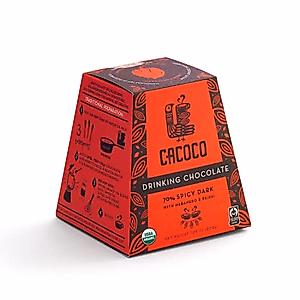 70% Spicy Dark Drinking Chocolate - Certified Organic Hot Cacao / Fair Trade Cocoa - by CACOCO (7.05 ounces) …