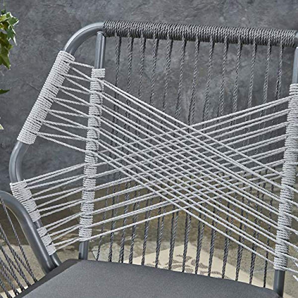 Christopher Knight Home Gloria Outdoor Rope and Steel Club Chairs (Set of 2), Gray/Gray/White
