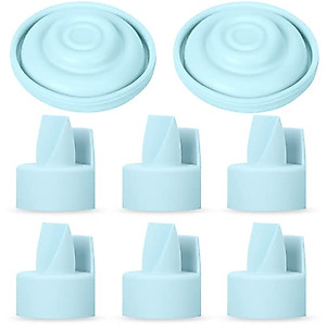 [8-Count] Papablic Duckbill Valves and Silicone Membrane Compatible with Spectra S1, S2 and 9 Plus Breastpumps, Not Original Spectra Pump Parts, BPA/DEHP Free, Blue