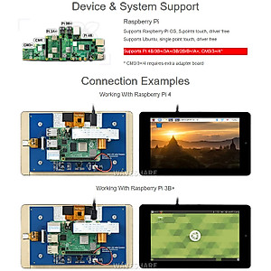 Waveshare 7inch Capacitive Touch Display Compatible with Raspberry Pi 4B/3B+/3A+/3B/2B/B+/A+/CM3/3+/4 with 5MP Front Camera 800×480 Resolution DSI Interface