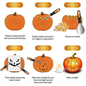 Halloween Pumpkin Carving Kit, Premium Stainless Steel Halloween DIY Decoration Stencils, 2 LED Candles, 13PCS Professional Pumpkin Cutting Supplies Tools with Heavy Duty Knife for Kids & Adults