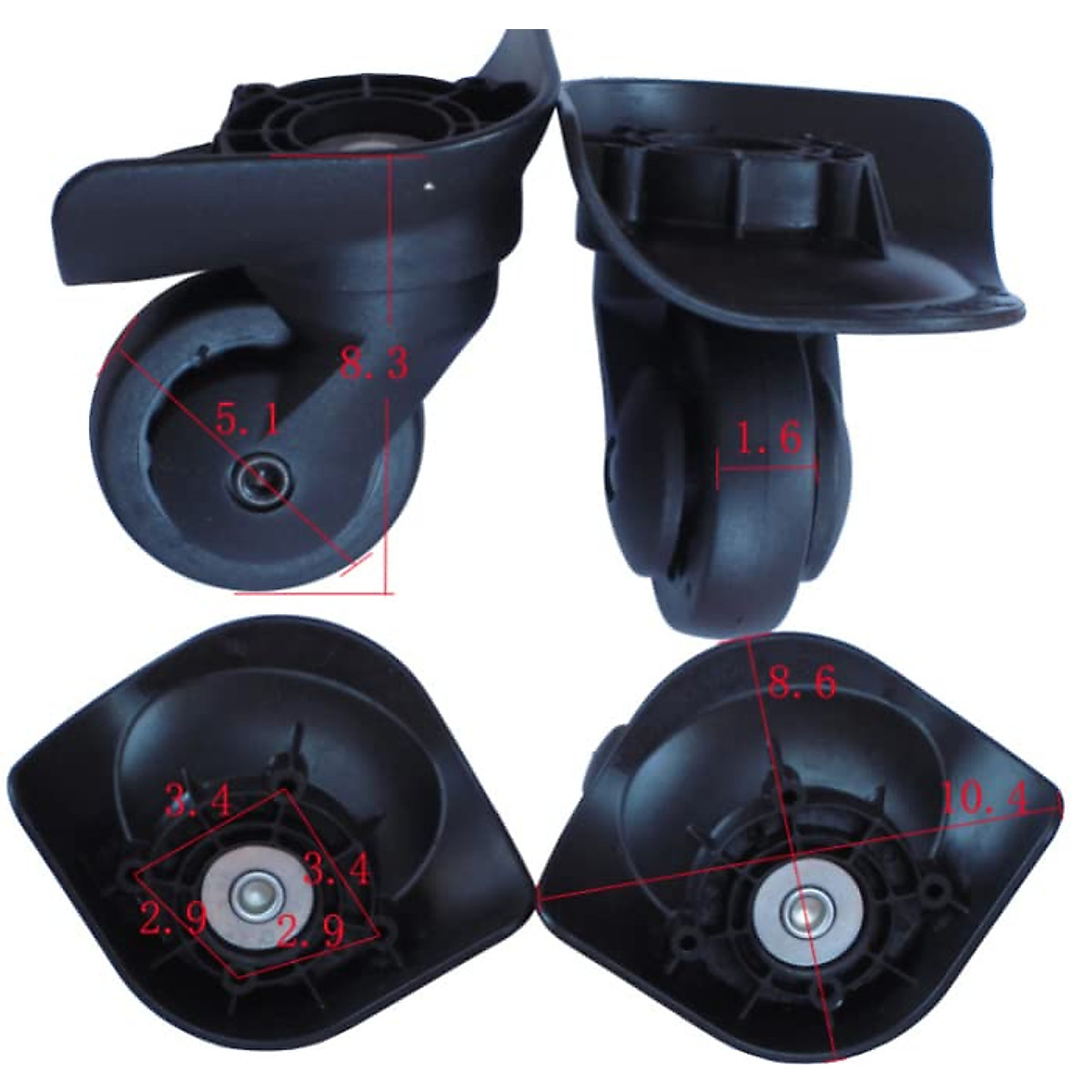 Luggage Wheel 1 Pair A53 Swivel Wheel Replacement Luggage Travel Suitcase Wheels for Luggage Kits