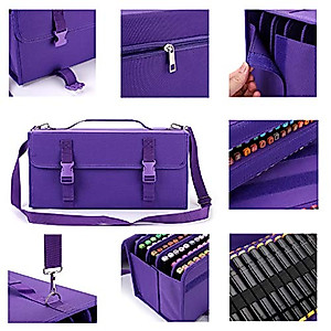 BTSKY New 171 Slots Marker Case Lipstick Organizer-Canvas Markers Holder for Markers and Sketch Markers Purple
