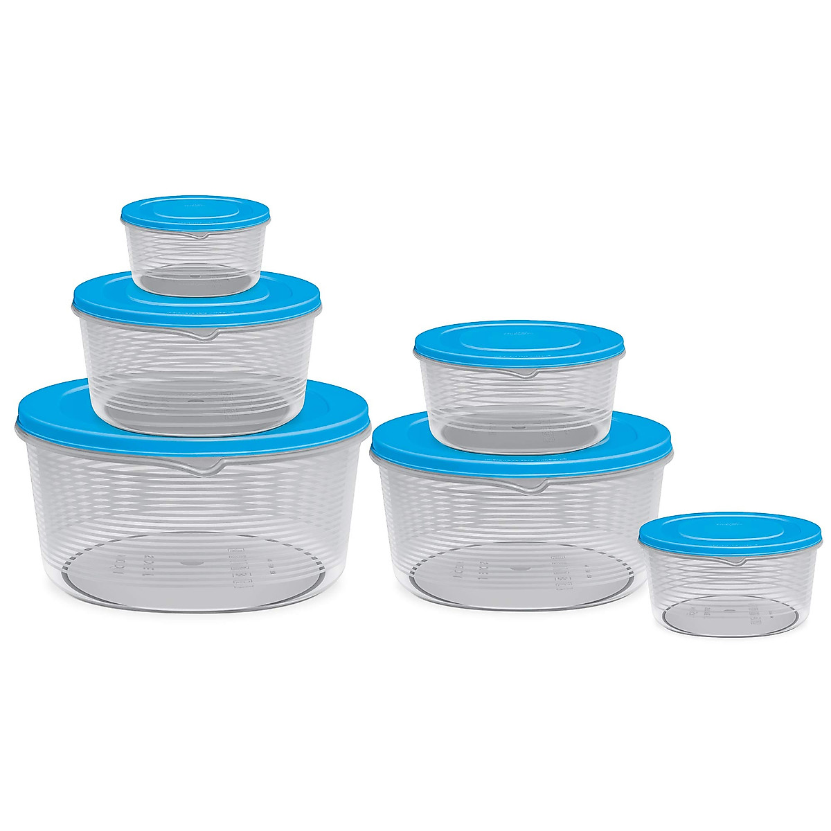 Milton Store It Plastic Container Set of 6, (200 ml, 400 ml, 600 ml, 1 litre, 2 litre, 3 litre), Blue | Air Tight | Stackable | Kitchen Organiser