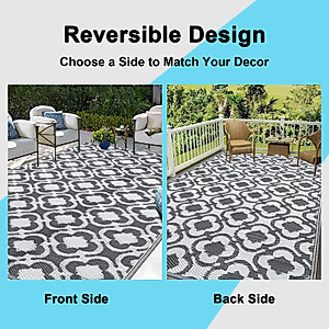 HEBE Outdoor Rug 4'x6'Waterproof Patio Mat Clearance Reversible Door Mats Plastic Straw Camp RV Tent Carpet Floral Area Rug for Camping,Backyard,Deck,Picnic,Beach,Trailer