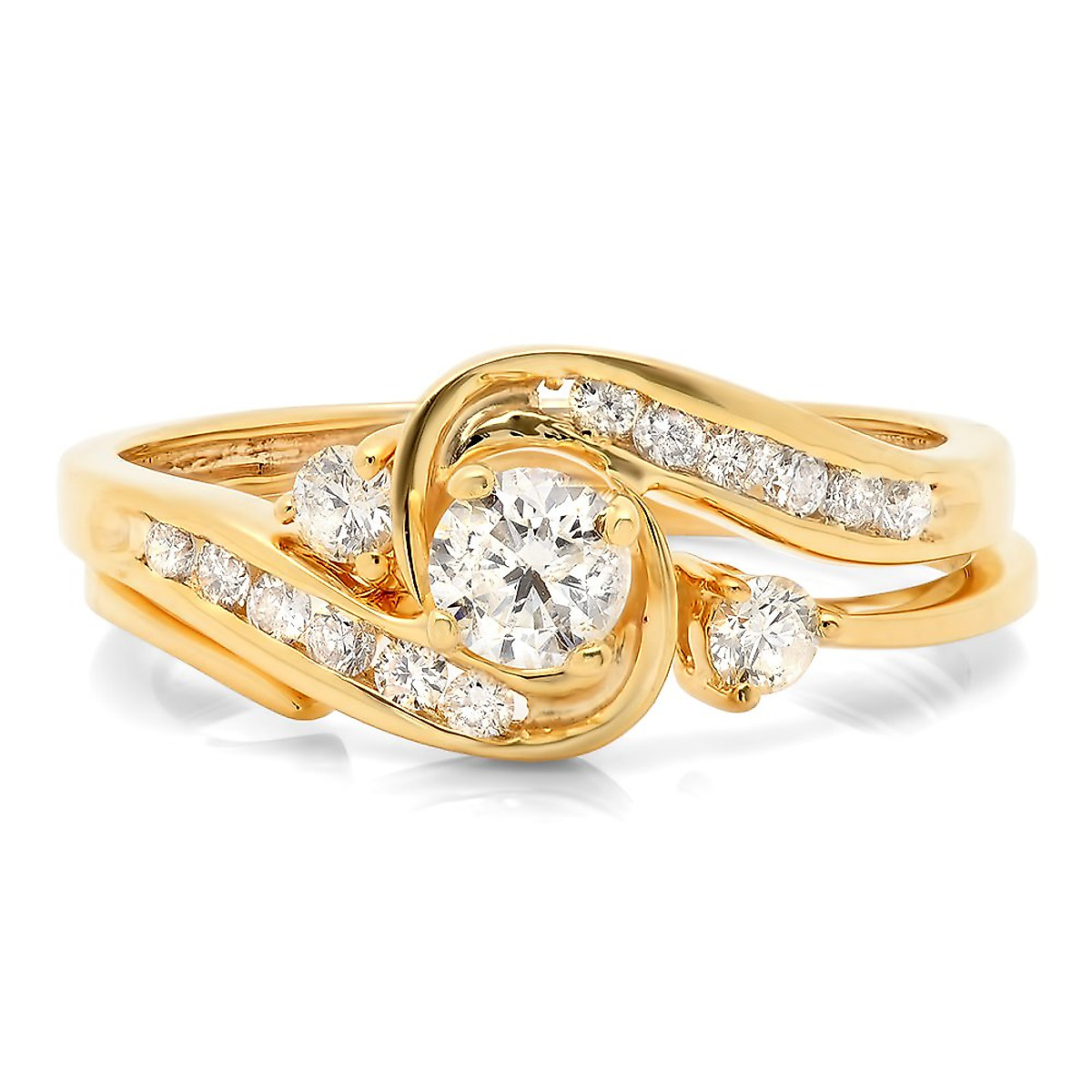 Dazzlingrock Collection 0.50 Carat (Cttw) 10K Diamond Women Swirl Engagement Ring Set 1/2 CT, Yellow Gold, Size 6