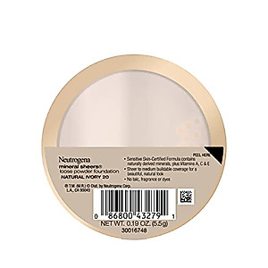 Neutrogena Mineral Sheers Lightweight Loose Powder Makeup Foundation with Vitamins A, C, & E, Sheer to Medium Buildable Coverage, Skin Tone Enhancer, Face Redness Reducer, Natural Ivory 20.19 oz